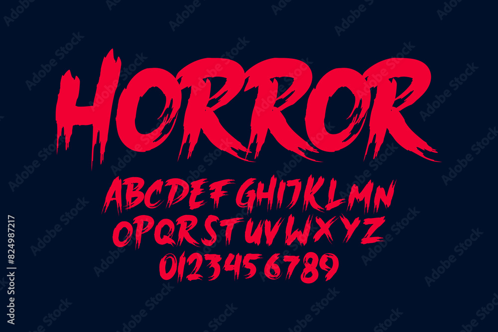 Grunge Horror Font. Hand Made Brush Typeface. Vector Stock Illustration ...