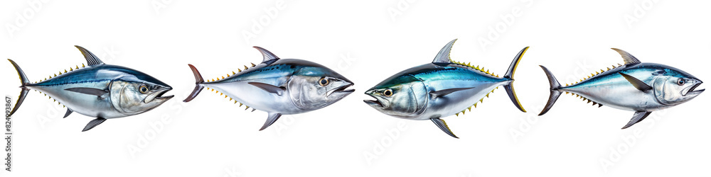 Collection set of tuna fish isolated on transparent background Stock ...
