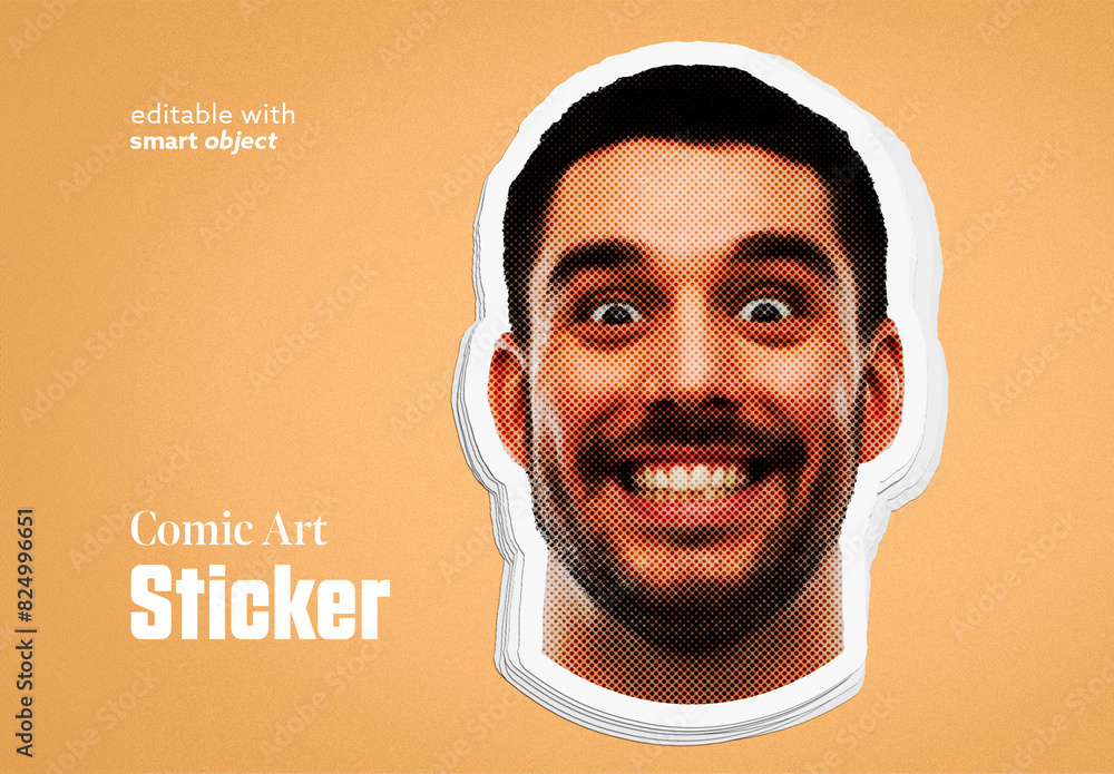 Comic Art Sticker Effect Stock Template | Adobe Stock