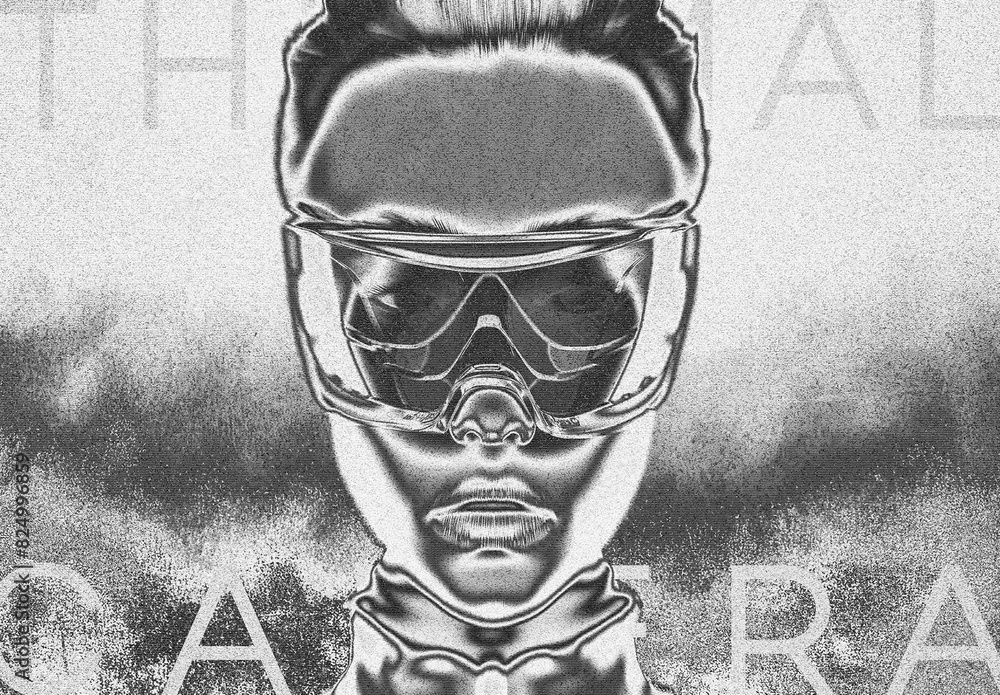 Dust BW Thermal Camera Photo Effect Mockup Stock Template | Adobe Stock