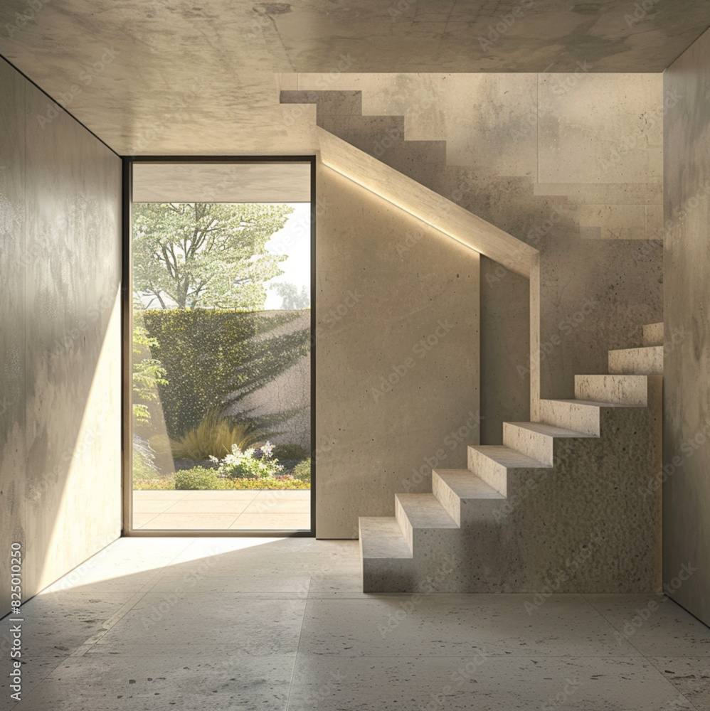 fairly modern entrance hall of a house with a staircase going to the ...