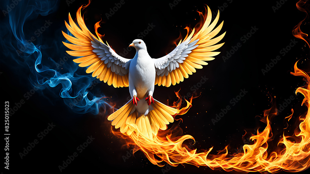 Divine Spark: Dove Aflame - Symbol of the Holy Spirit Stock ...