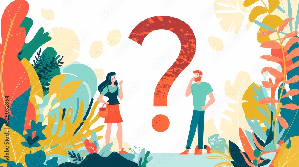 Human question mark and answer modern illustration concept action ...