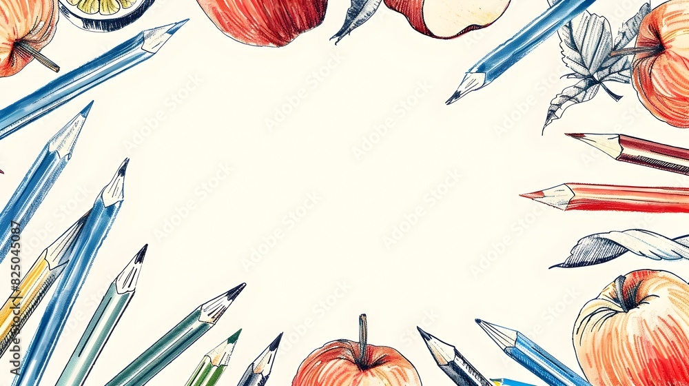 Doodle Border Design with Blank Space for Message Background in ...