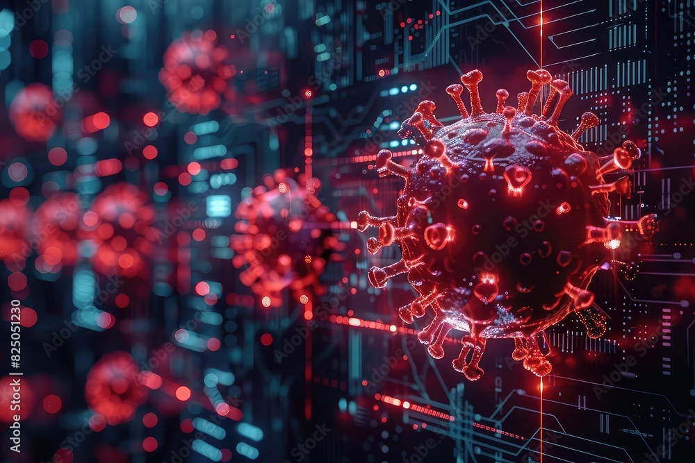 Hepatitis invading a digital network, Cyberpunk, High Contrast, Dark ...
