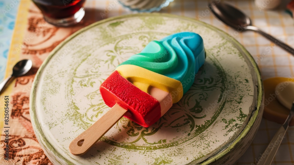 Colorful popsicles . Each popsicle has a unique design, with vibrant ...