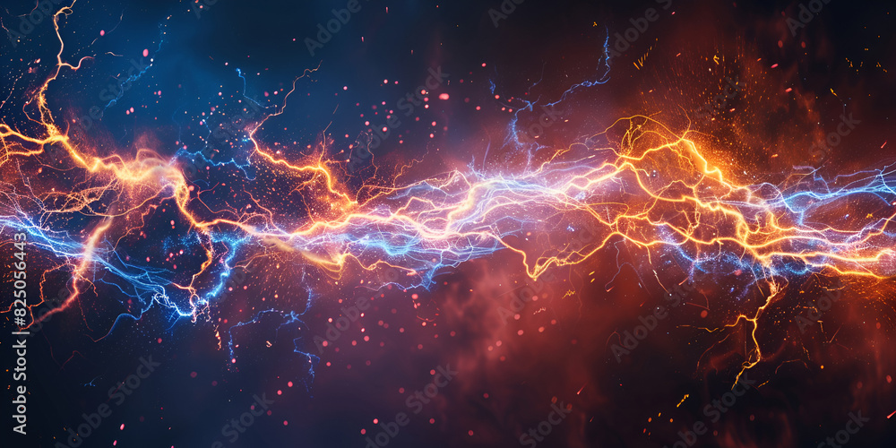 Power Distribution Station with Lightning Striking Electricity Towers ...