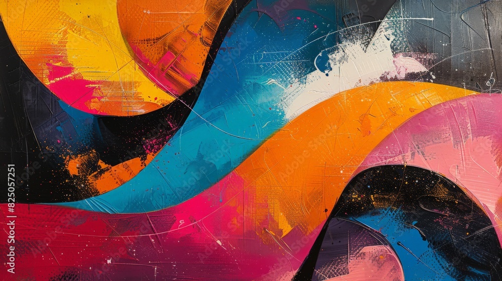This abstract pop art composition exudes energy and vitality, with its ...