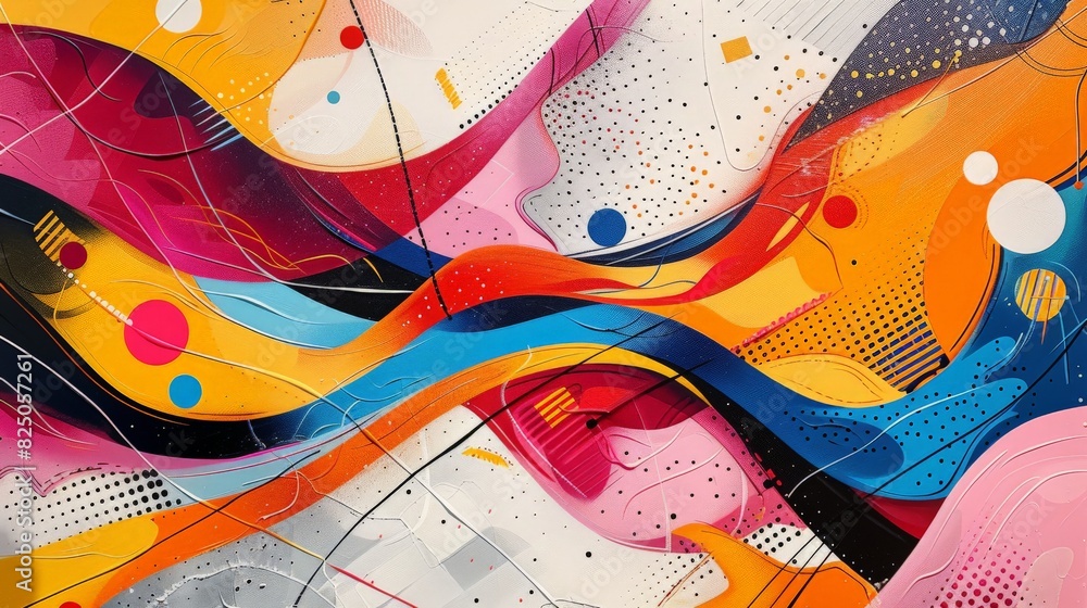 This abstract pop art composition exudes energy and vitality, with its ...
