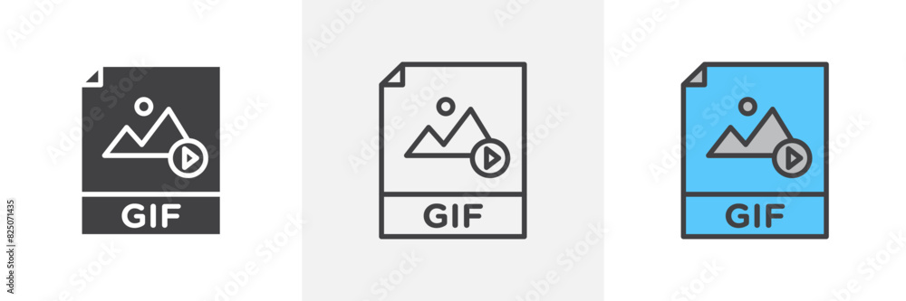Gif icon set. Animation GIF vector symbol and graphical file icon ...