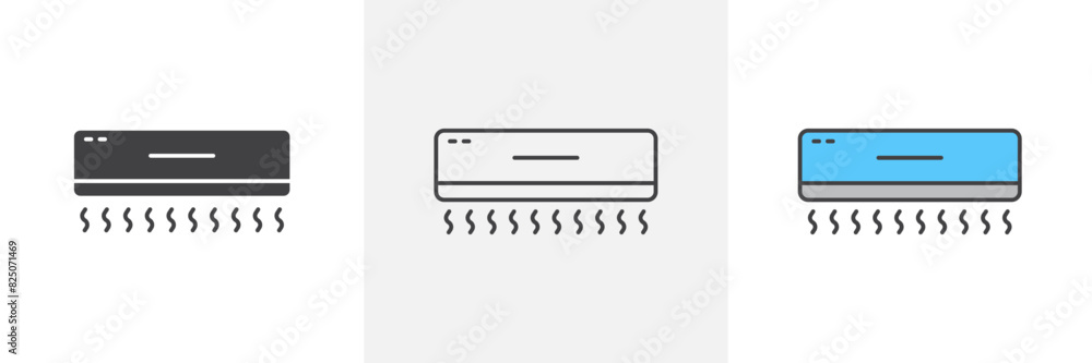 Air Conditioner icon set. Home air conditioning unit vector symbol and ...