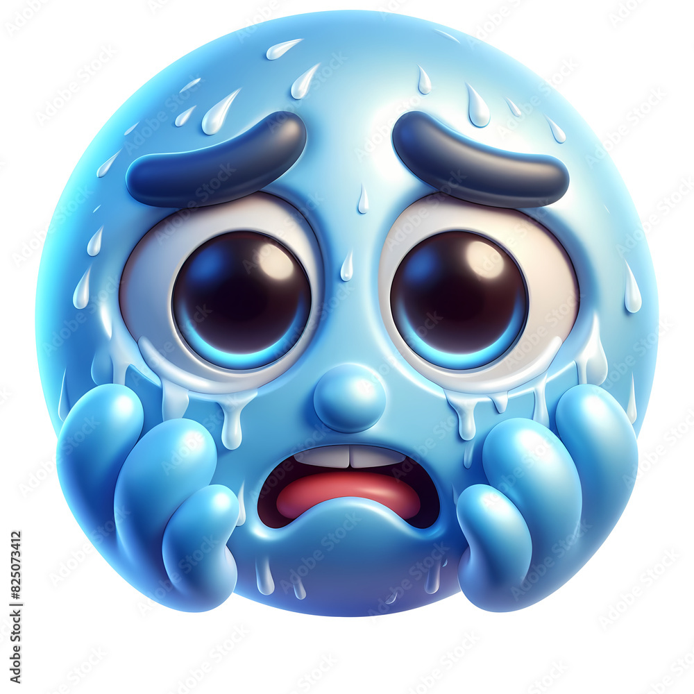3d anxious face with sweat emoji. Realistic 3d high quality isolated ...