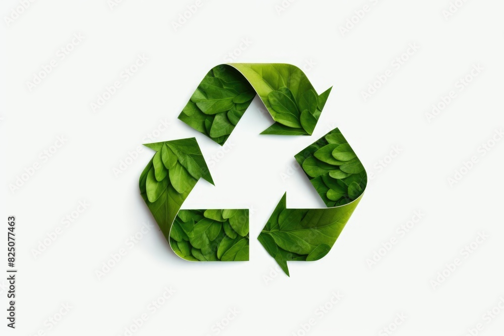 ภาพประกอบสต็อก A green leafy symbol with arrows pointing in different ...