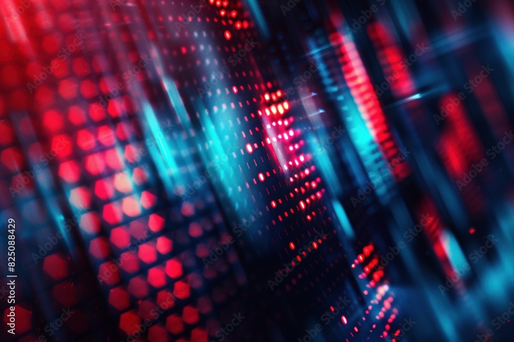 Red and blue lights dance across a high-resolution background, blurring ...