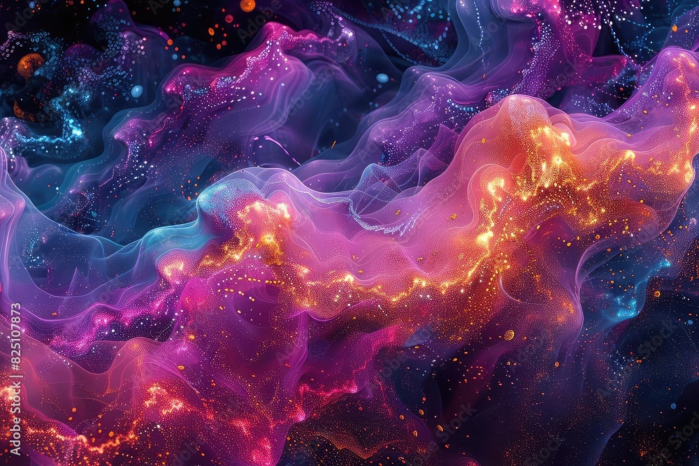 Pandemic particles swirling in a chaotic dance, Psychedelic, Bright ...