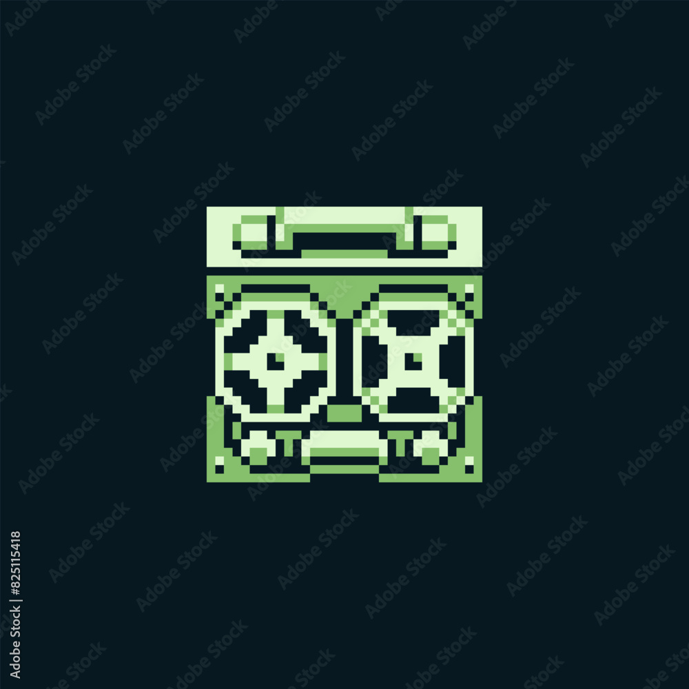 Retro audio device pixel art stile, retro audio recorder. Video game 8 ...