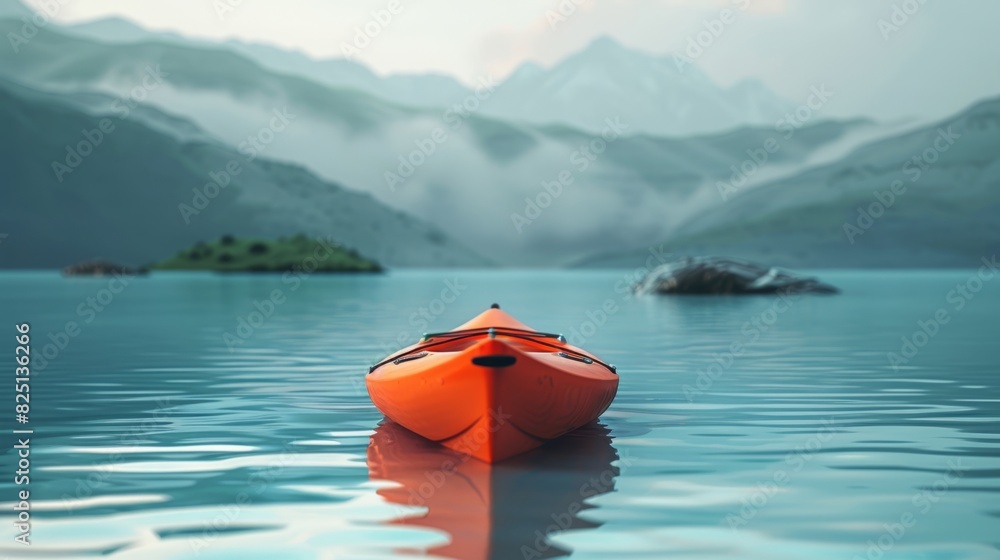 Kayaking flat design front view river navigation theme 3D render ...