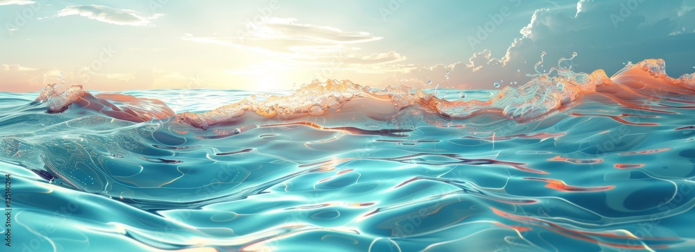 Brackish Water flat design side view mix of saltwater and freshwater ...