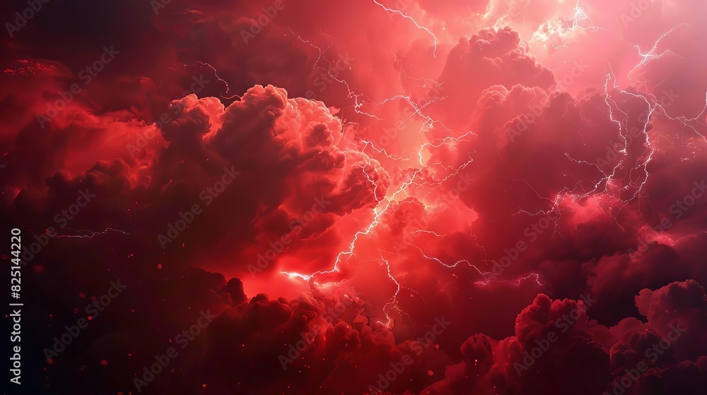 abstract red lightning storm cloud background banner dramatic weather ...