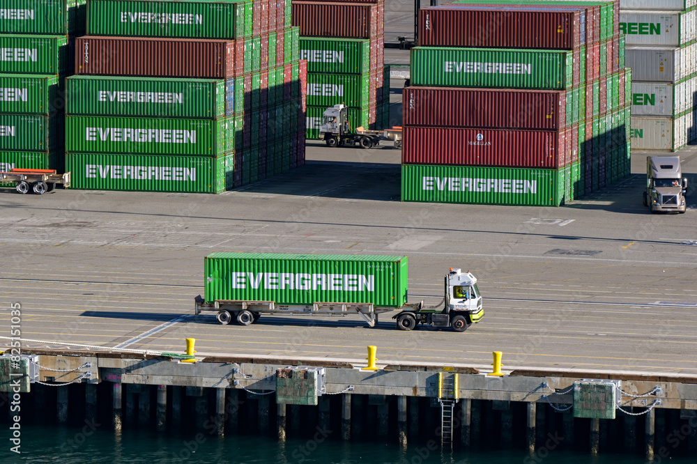 Los Angeles, California, USA - 12 January 2024: Articulated lorry ...