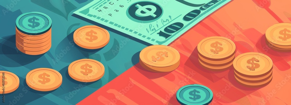 Deposit interest rates flat design top view investment returns theme ...