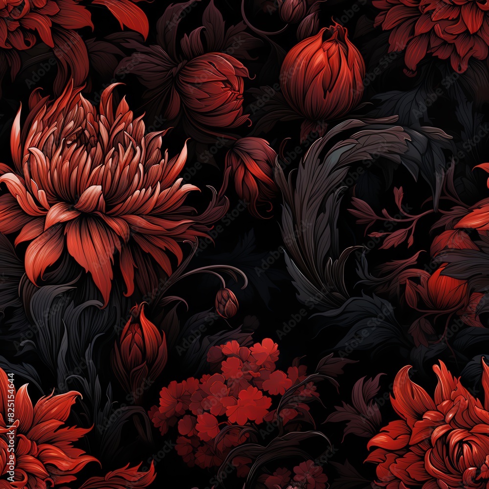 Gothic Floral Pattern: A seamless pattern with dark, moody flowers and ...