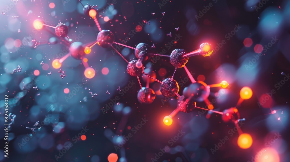 3d Render Of An Organic Chemistry Reaction With Carbon Chains
