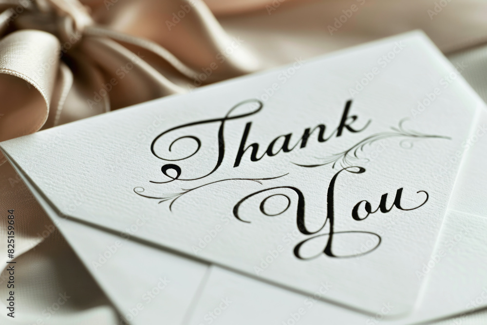 Thank you card with elegant calligraphy text. Hand-lettered words Thank ...