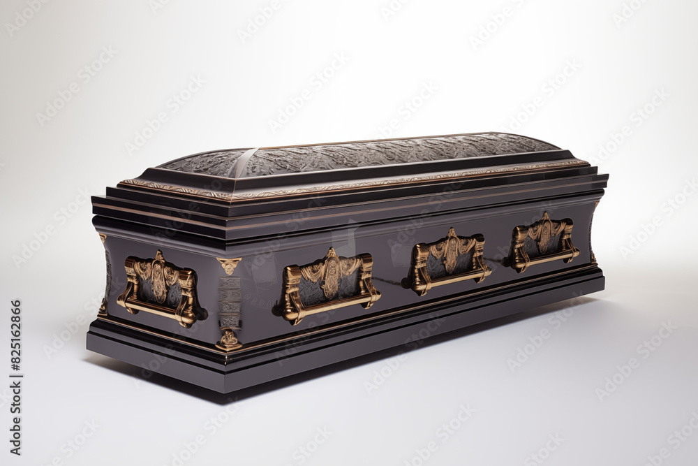 Coffin on white background. Topics related to death. Obituary. Funeral ...