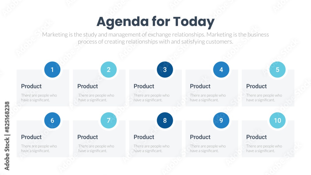 Marketing and Business Agenda Editable Template, 10 Options or Products ...