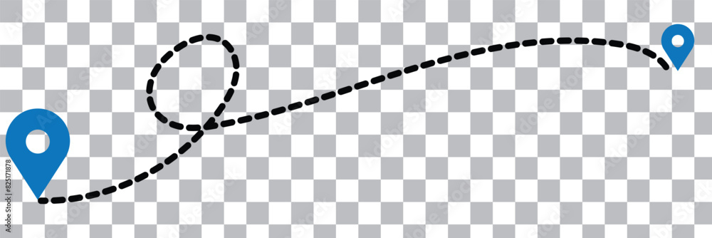 Vektorová grafika „Route icon - two points with dotted path and ... Vektorová grafika „Route icon - two points with dotted path and ...