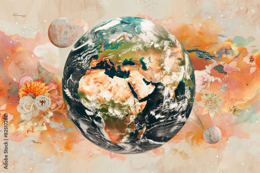 Design a visual representation of the Earth encompassed by layers of ...