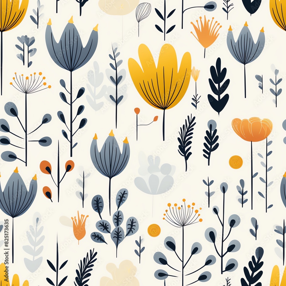 Scandinavian Floral Pattern: A seamless pattern with minimalist ...
