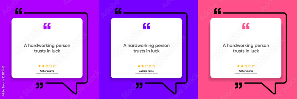 3D bubble testimonial banner, quote, infographic. Social media post ...
