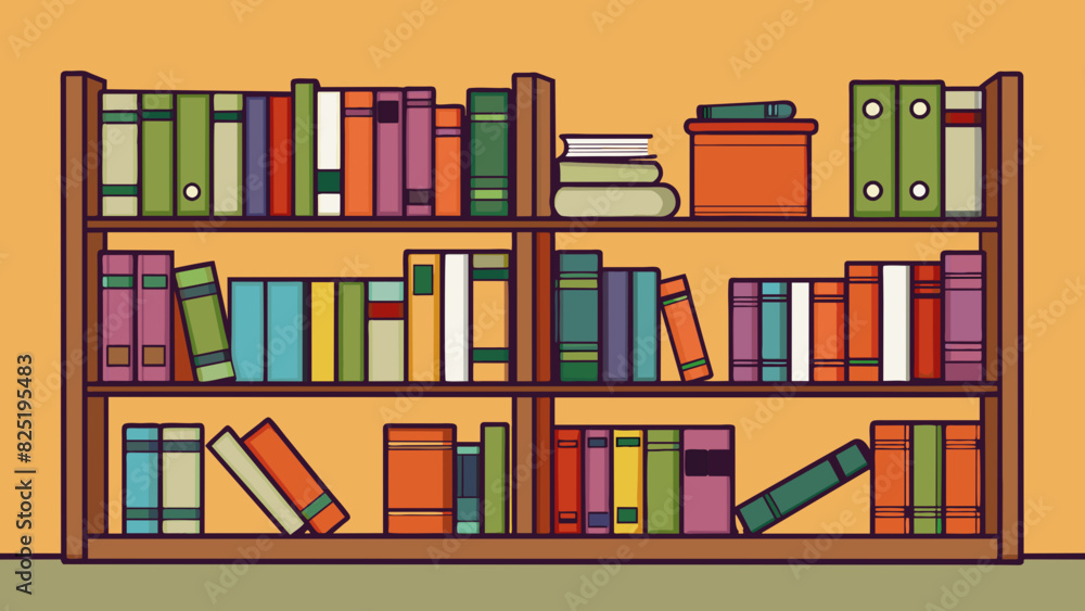 A bookshelf with all of its shelves perfectly aligned creating a neat ...