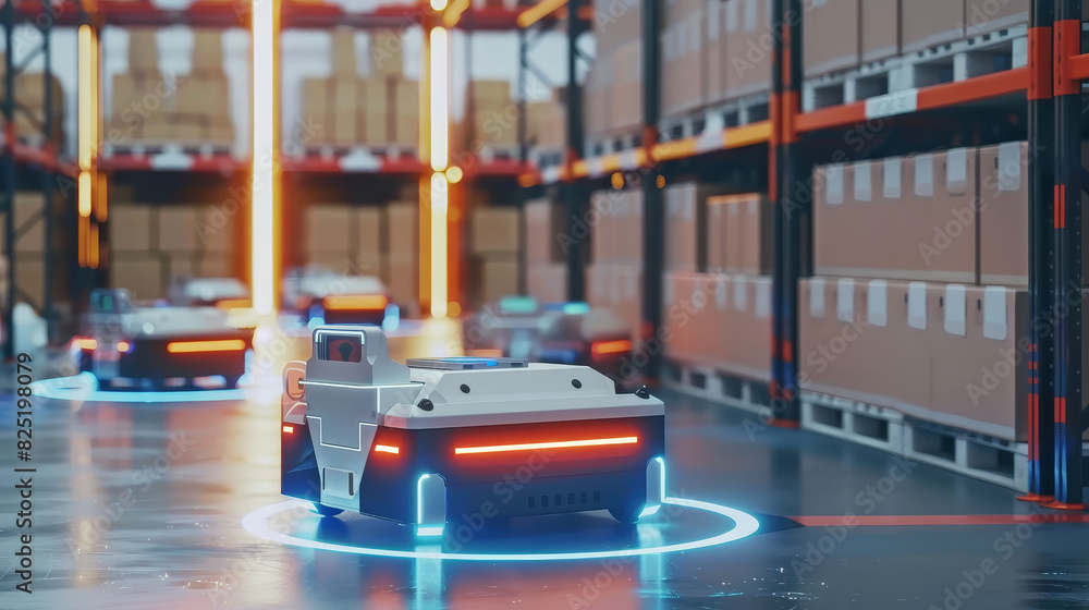 Smart warehouse robot labeling and routing packages to their next ...