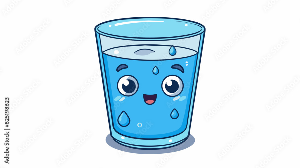 A glass of icecold water with small droplets of condensation forming on ...