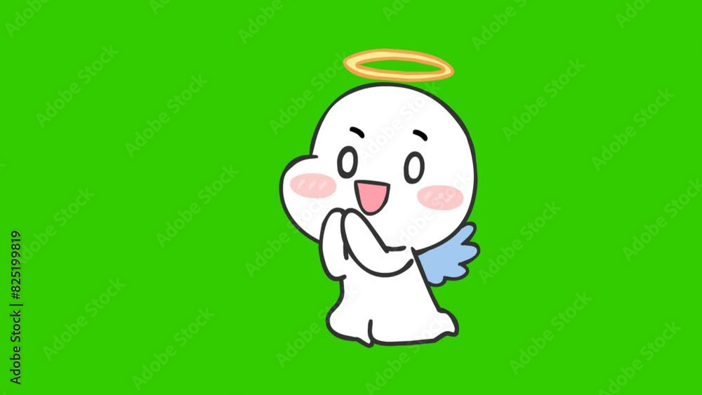 Animated Little Angel Praying - Green Screen Stock Video | Adobe Stock