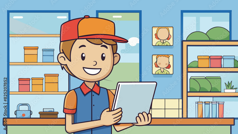 In the second illustration we see a person in a retail store ...