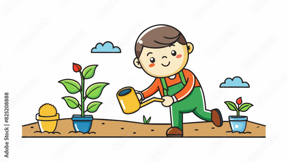 Step 4 Planting a seed. Cartoon Vector. Stock Vector | Adobe Stock