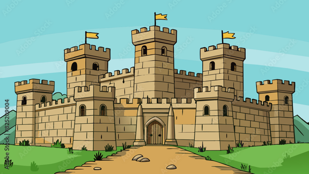 The ancient stone castle was an impressive sight with its soaring ...