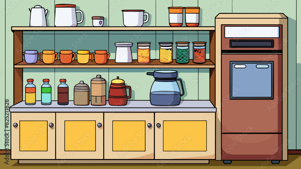 Tucked away in the kitchen there is a corner designated for a coffee ...
