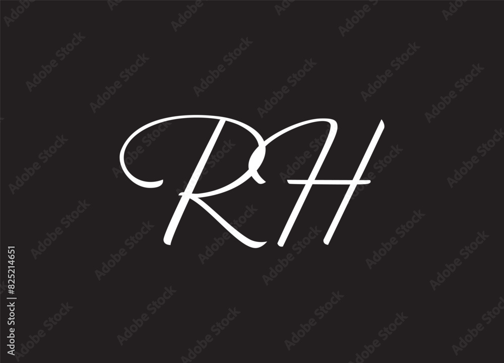 RH Cursive Letter Initial Logo Design Template Vector Illustration ...