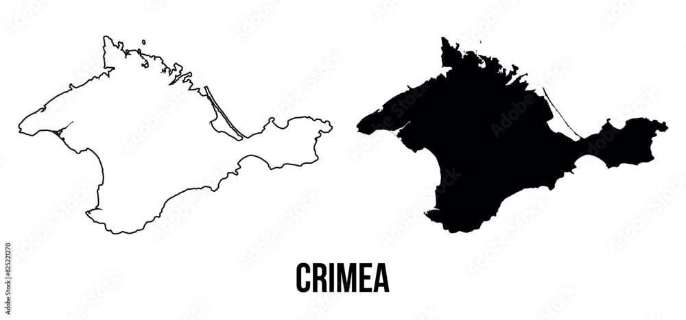 Poster Crimea Ukraine map of districts regions of the city vector black ...