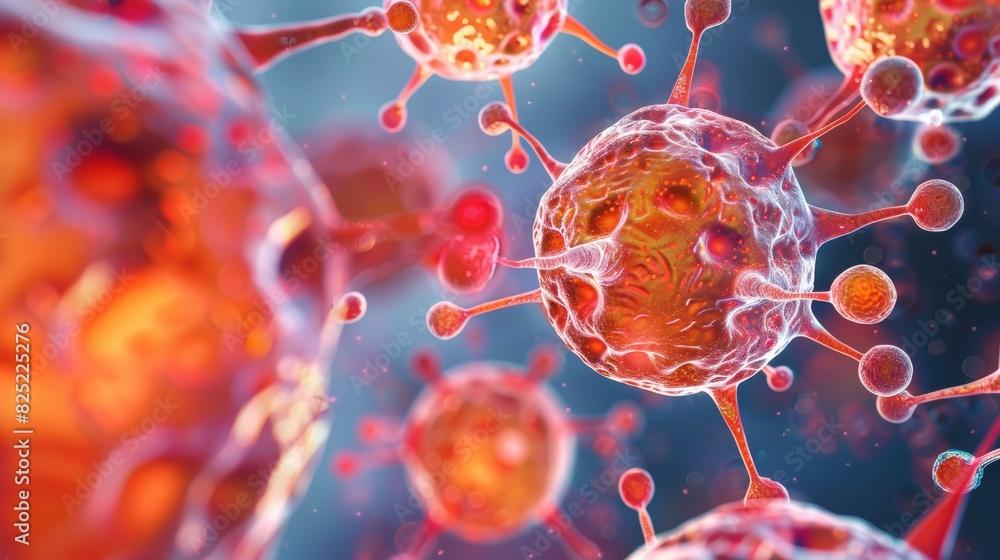 A detailed image of human skin cells, highlighting their complex shapes ...