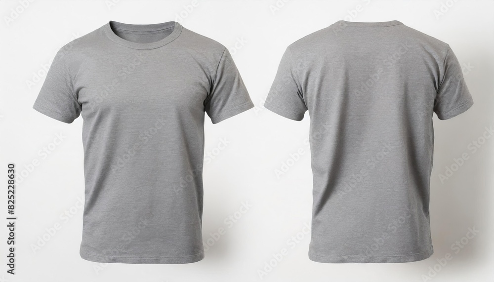 grey t shirt front and back view, isolated on white background. Ready ...