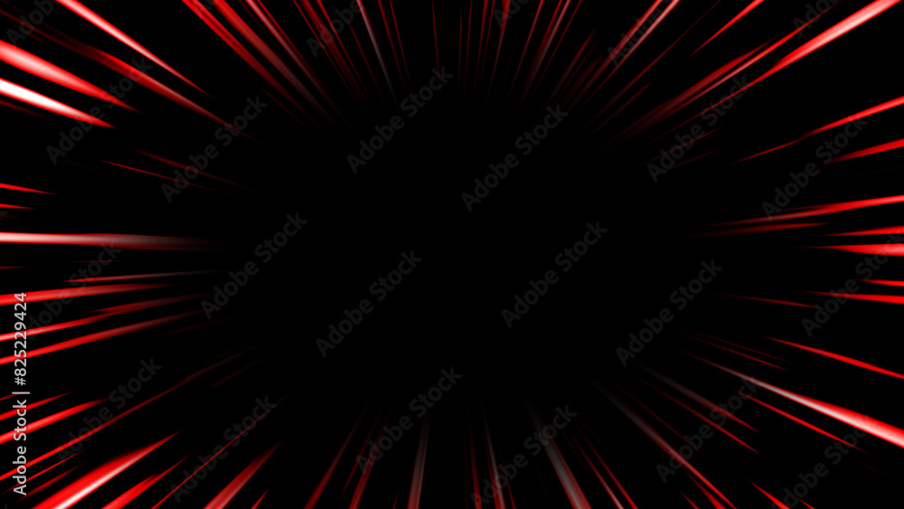 Red anime speed lines on black. Radial comic speed lines. Flash action ...