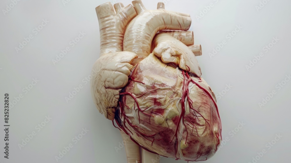 Hyper-realistic image of a human heart, meticulously rendered in ...