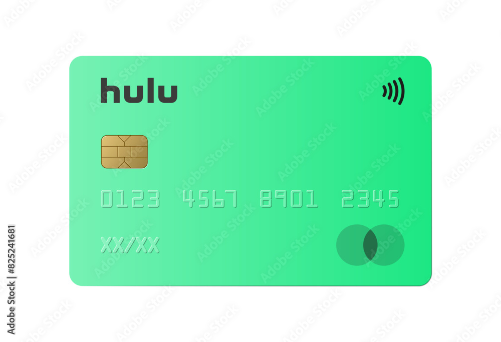 Bank credit card with Hulu logo isolated on white background. Vector ...