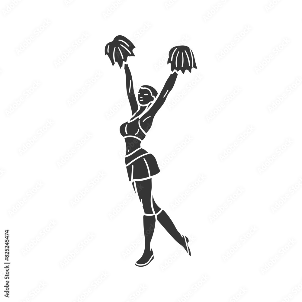 Cheerleader Icon Silhouette Illustration. Sports Vector Graphic Pictogram Symbol Clip Art ...